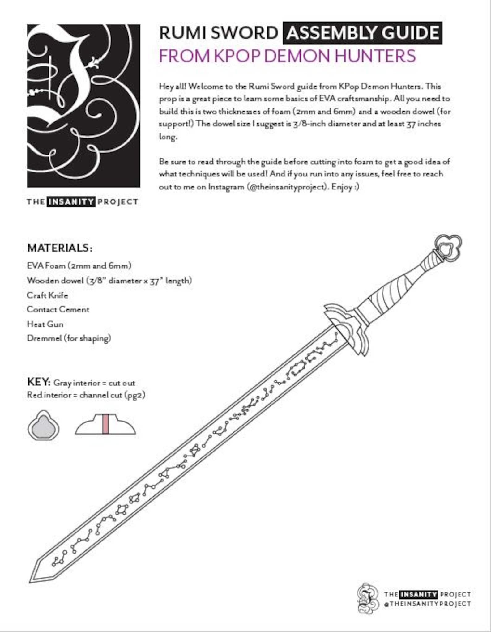 Rumi Kpop Demon Hunters Sword Cosplay Pattern and Instructions (PDF) - Etsy