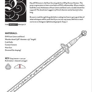 Rumi Kpop Demon Hunters Sword Cosplay Pattern and Instructions (PDF) - Etsy