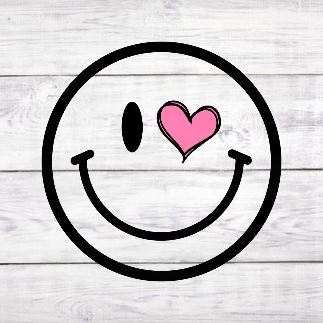 Smiley Face Heart Eye SVG, Valentine Happy Face SVG, Valentines Day Svg ...
