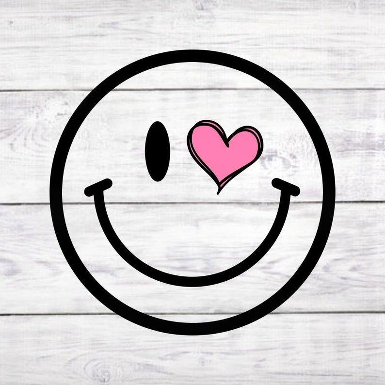 Smiley Face Heart Eye SVG, Valentine Happy Face SVG, Valentines Day Svg ...