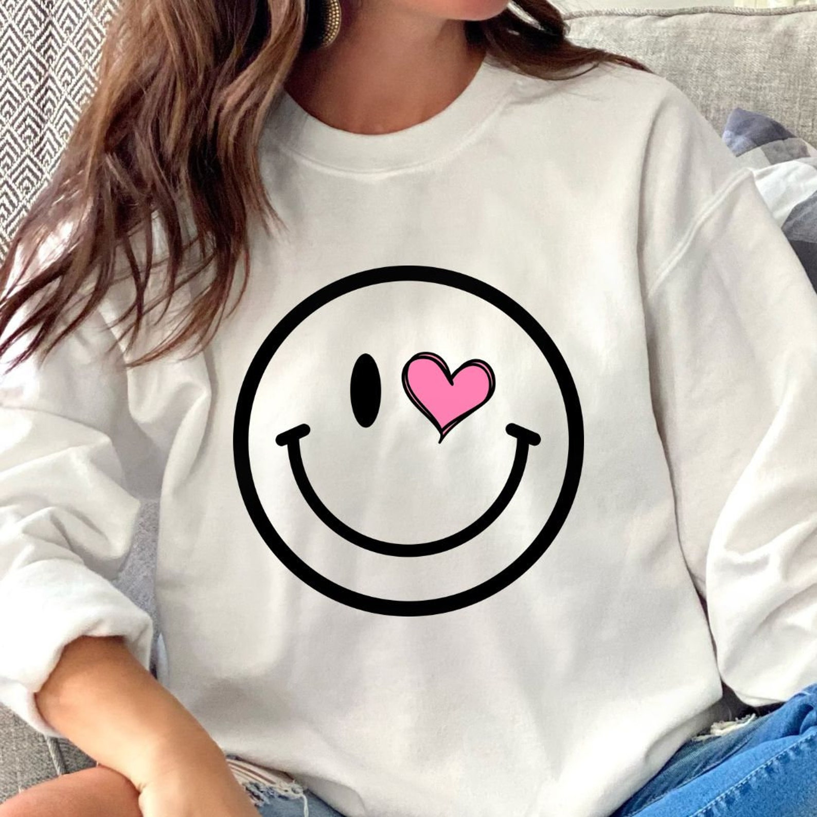 Smiley Face Heart Eye SVG Valentine Happy Face SVG - Etsy