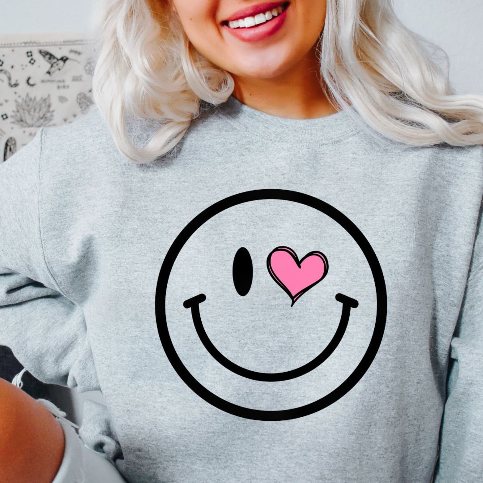 Smiley Face Heart Eye SVG Valentine Happy Face SVG - Etsy