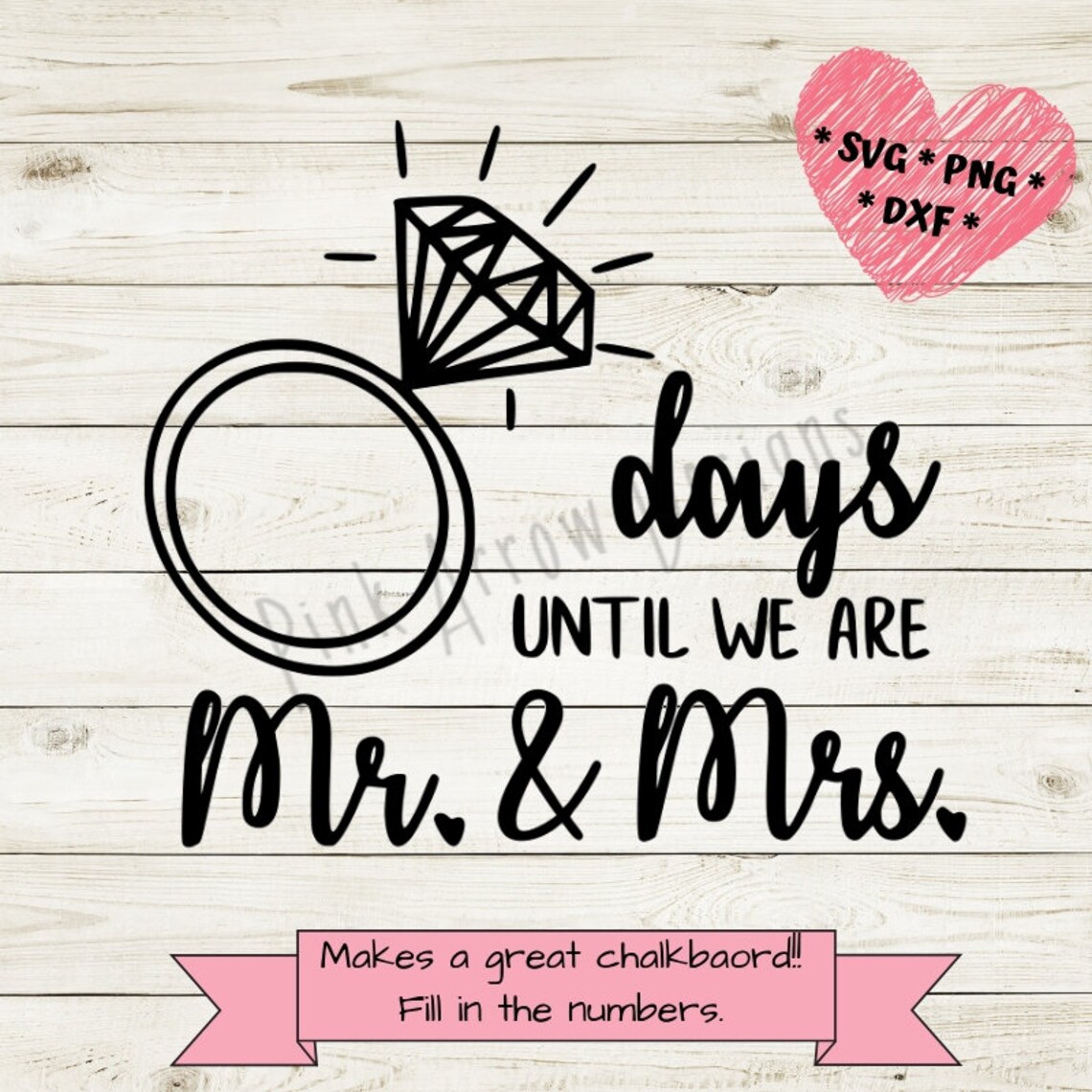 Mr. & Mrs. Chalkboard Svg Wedding Countdown Chalkboard | Etsy
