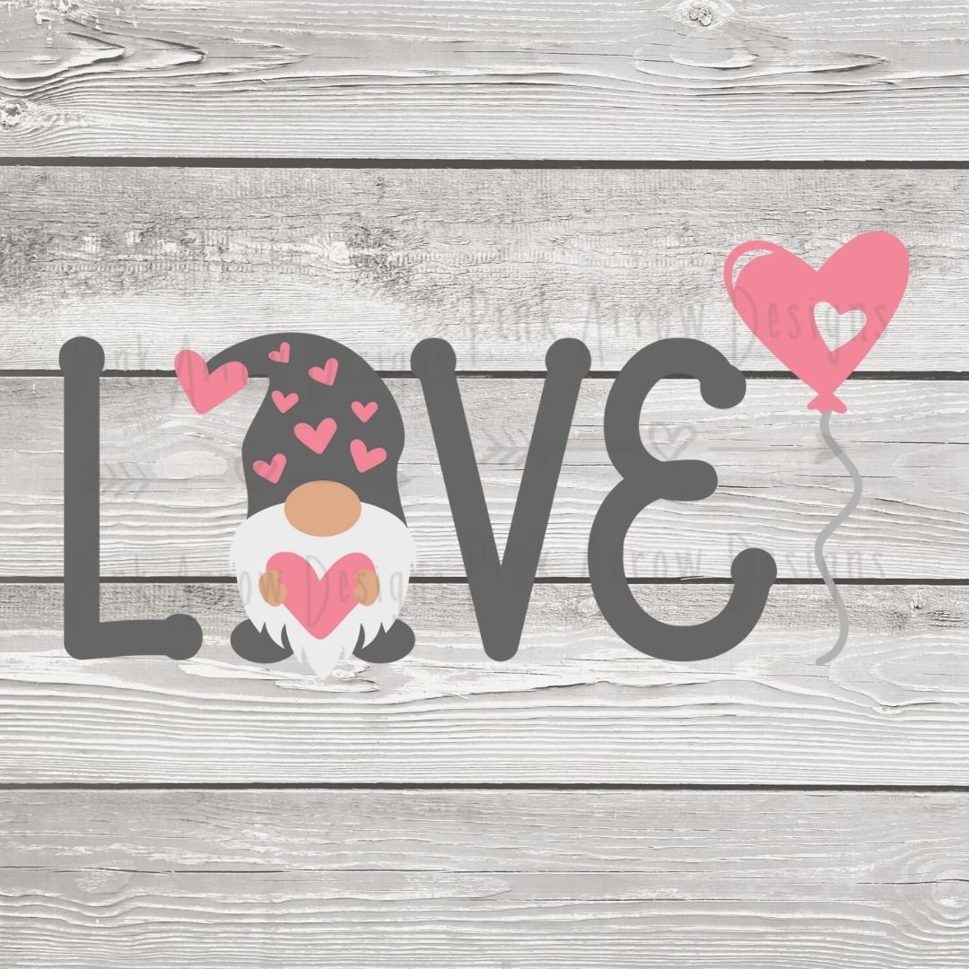 Valentine Gnome Svg Love Gnome Svg Gnome With Balloon Heart | Etsy