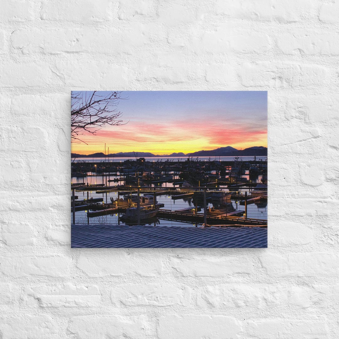 Cordova Harbor Sunset - Alaska Fishing Village Canvas Print - Small ...