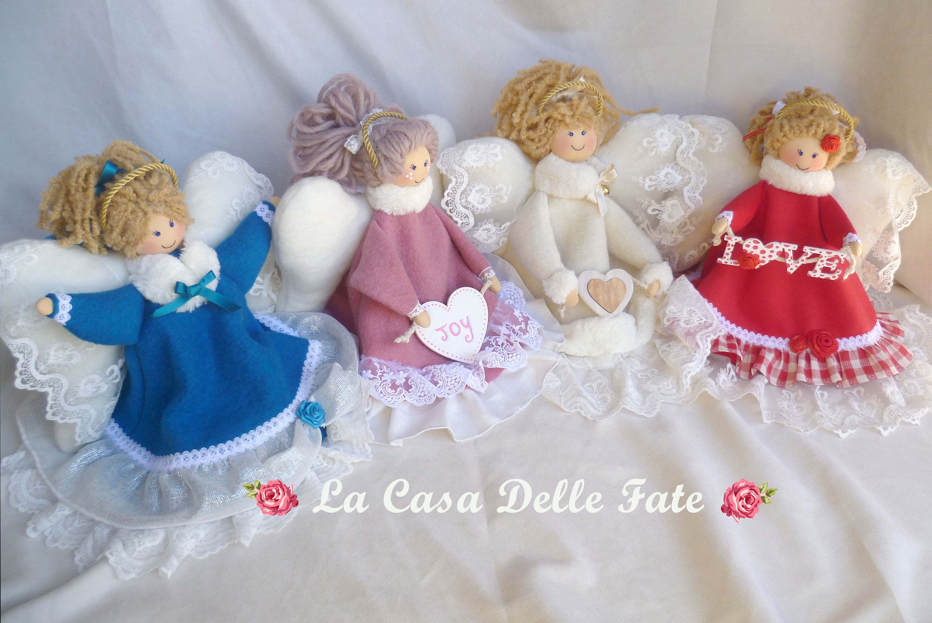 Christmas Light Blue Angel Tree Topper With Satin Rose, Shabby-chic ...