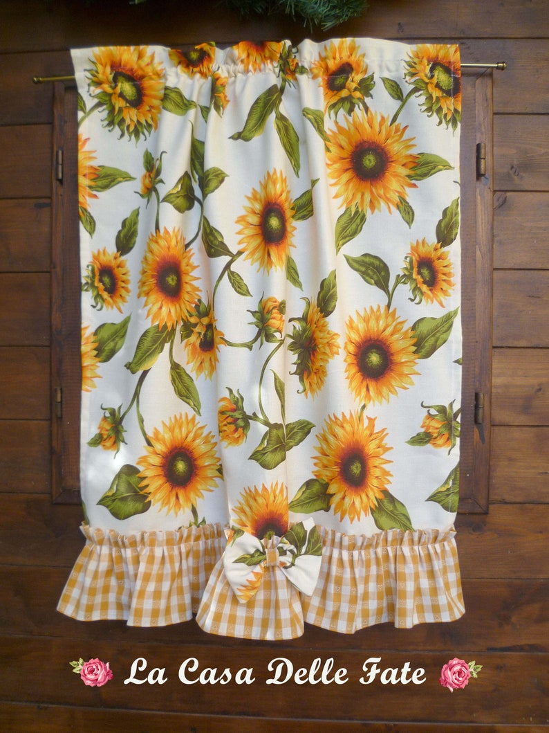 Custom Country-chic Sunflowers Window Curtain With Frill, Customized ...