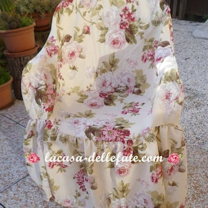 Shabby-chic Pink Floral Chair Cover With Armrests for Garden Plastic ...