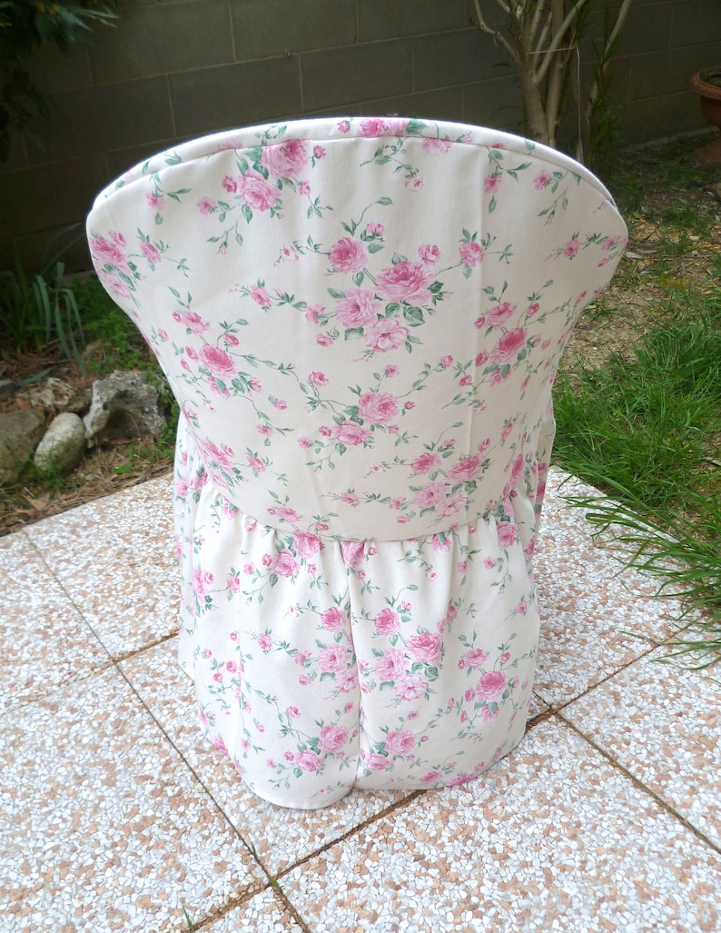 Shabby-chic Pink Floral Chair Cover With Armrests for Garden Plastic ...