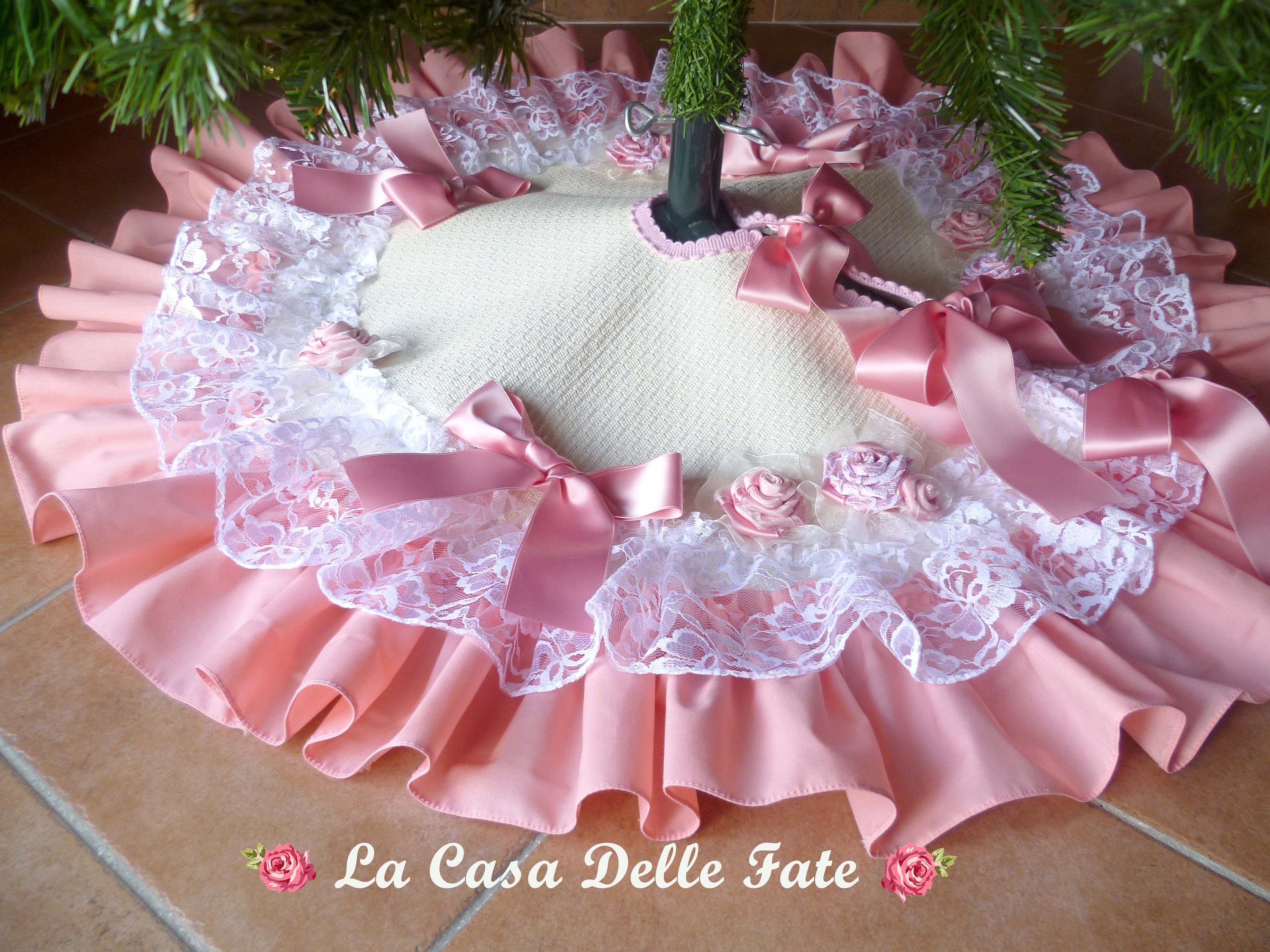 Shabby-chic Pink Tree Skirt Lace Christmas Tree Skirt Tree - Etsy
