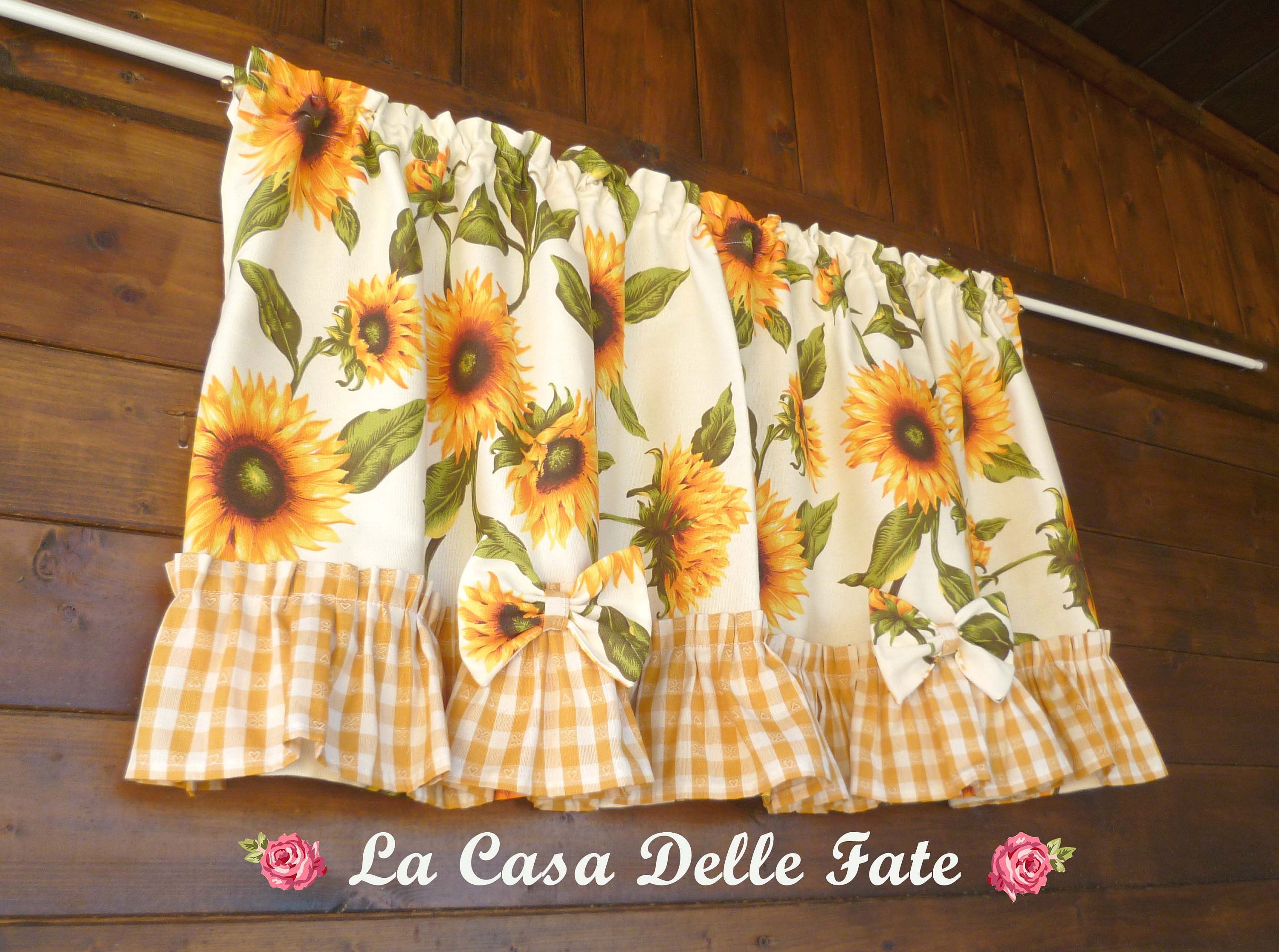 Custom Country-chic Sunflowers Window Curtain With Frill, Customized ...
