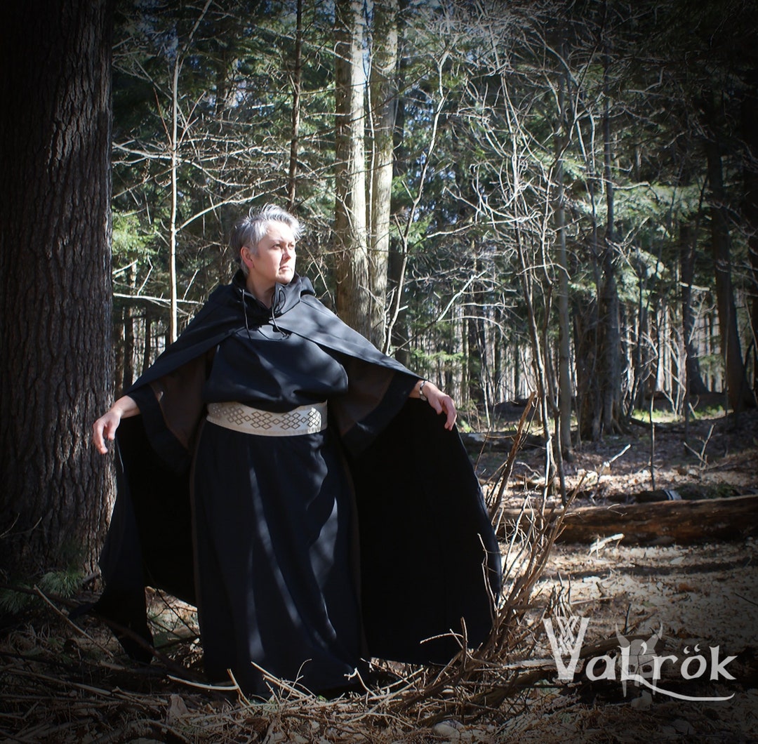 Waterproof Cloak PRILGRIM by Val'rök Man Hooded Cape Black Hood LARP ...