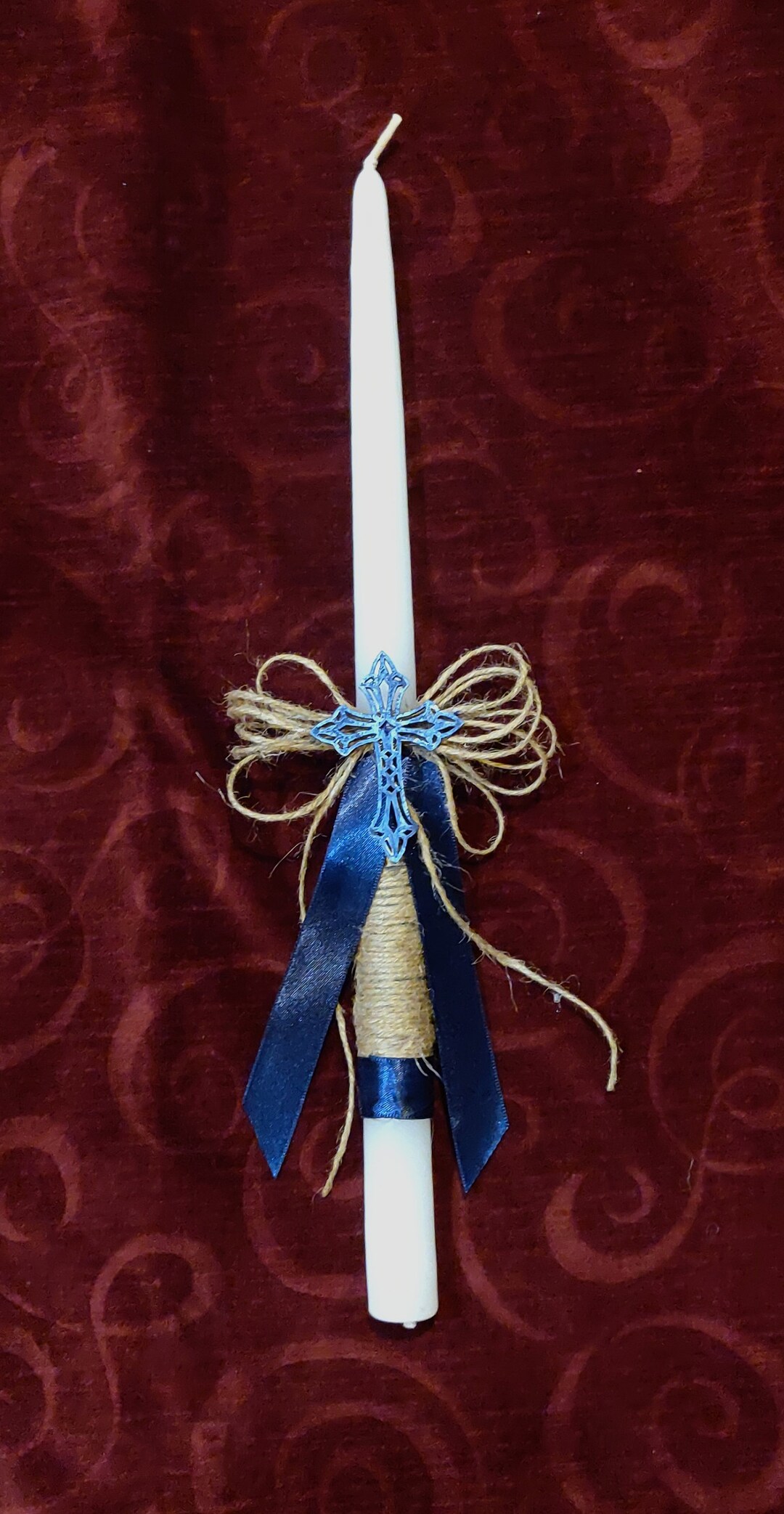 Navy Greek Easter Lambada Candle With Keepsake Cross, Orthodox Anastasi ...