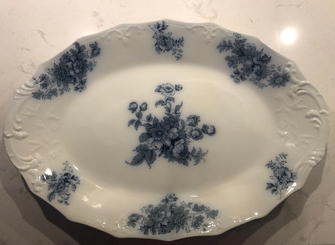 Antique Large Flow Blue “chatsworth” Platter by W.H. Grindley Tunstall ...