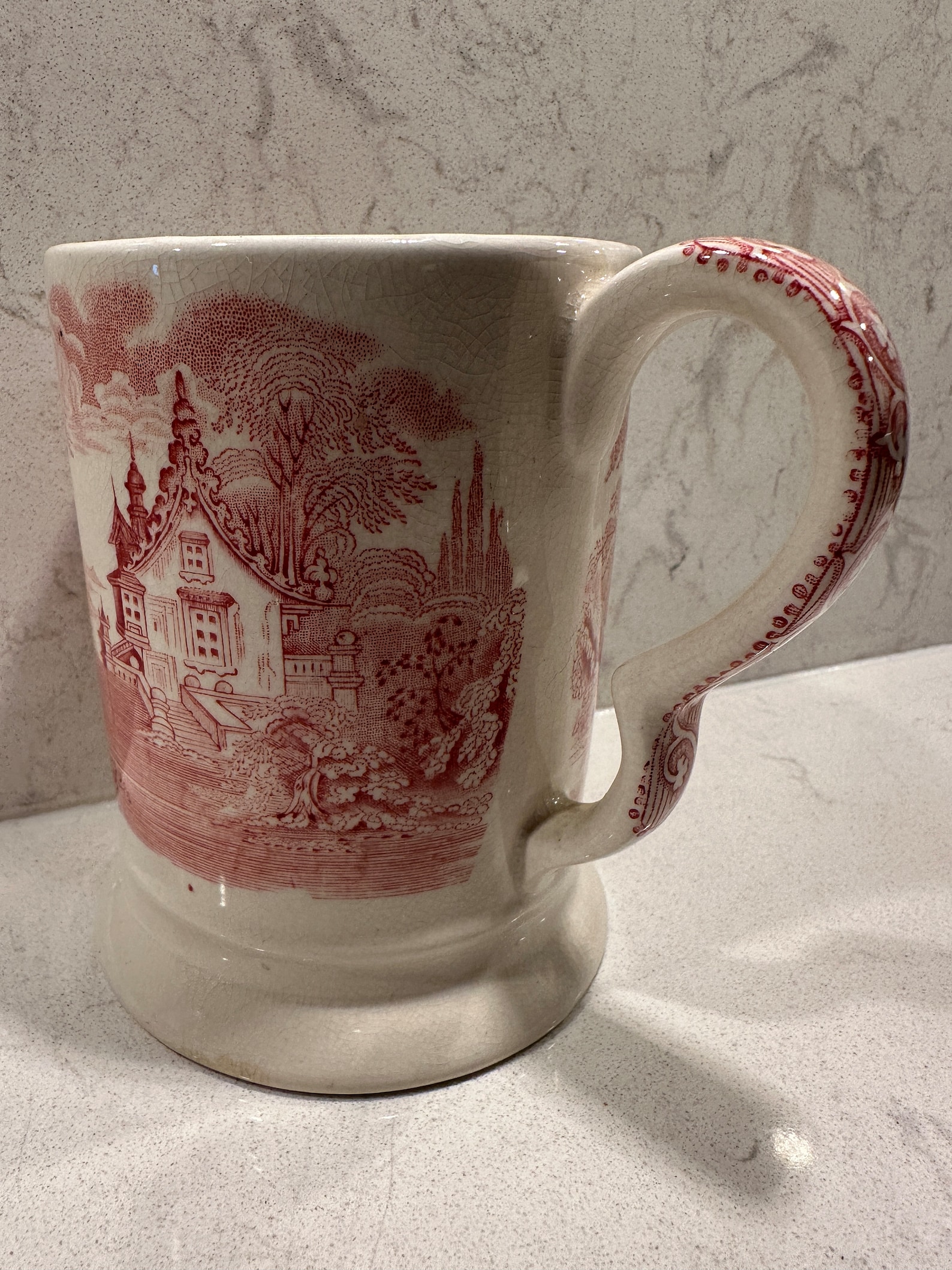 Antique Rare Red Transferware Mug/tankard roselle by W. A. & Co ...