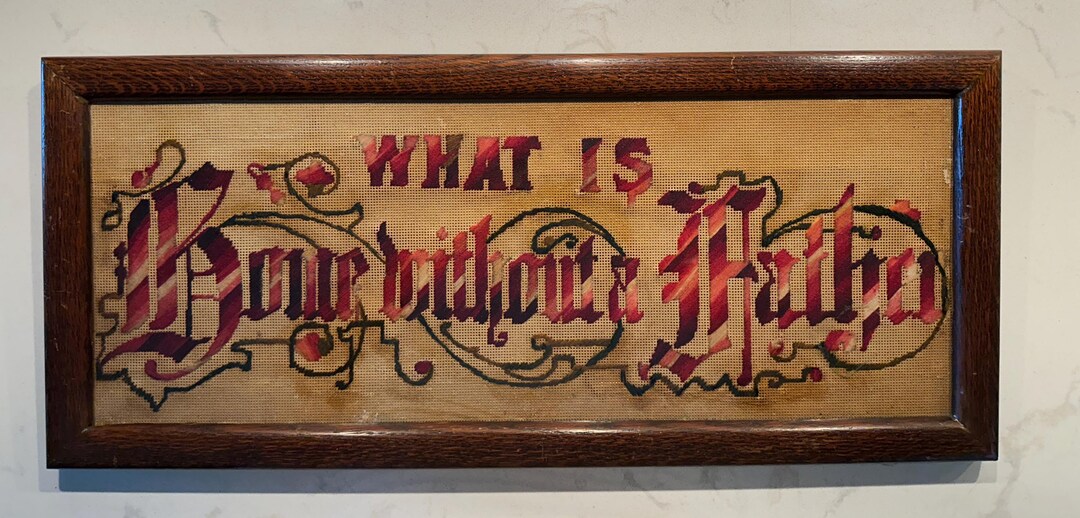 1800s “what is Home Without a Father” Nice Wooden Framed Punch Paper ...