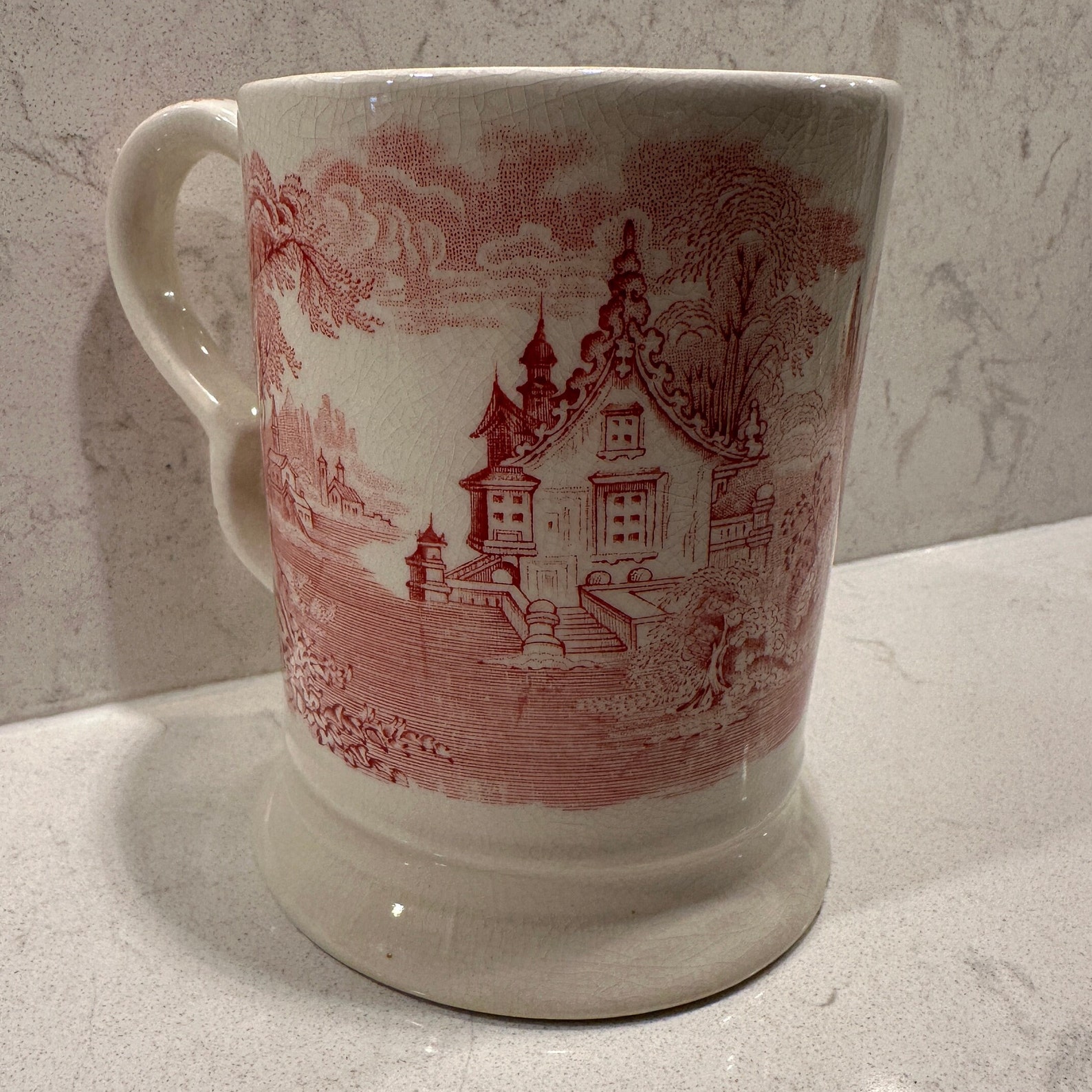 Antique Rare Red Transferware Mug/tankard roselle by W. A. & Co ...