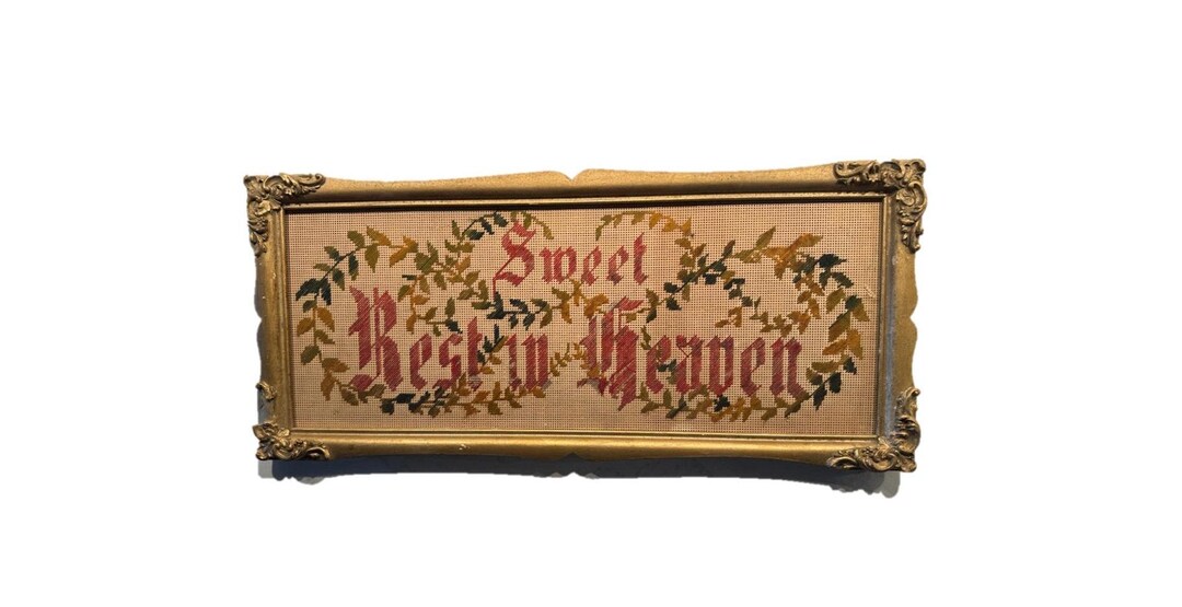 1800's “sweet Rest in Heaven” Lovely Rare Colorful Gold Victorian ...