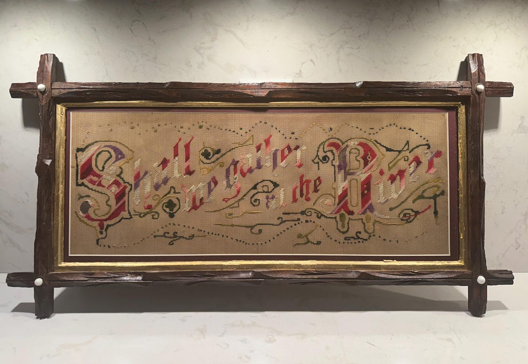 1800's “shall We Gather at the River” Lovely Carved Adirondack Framed ...