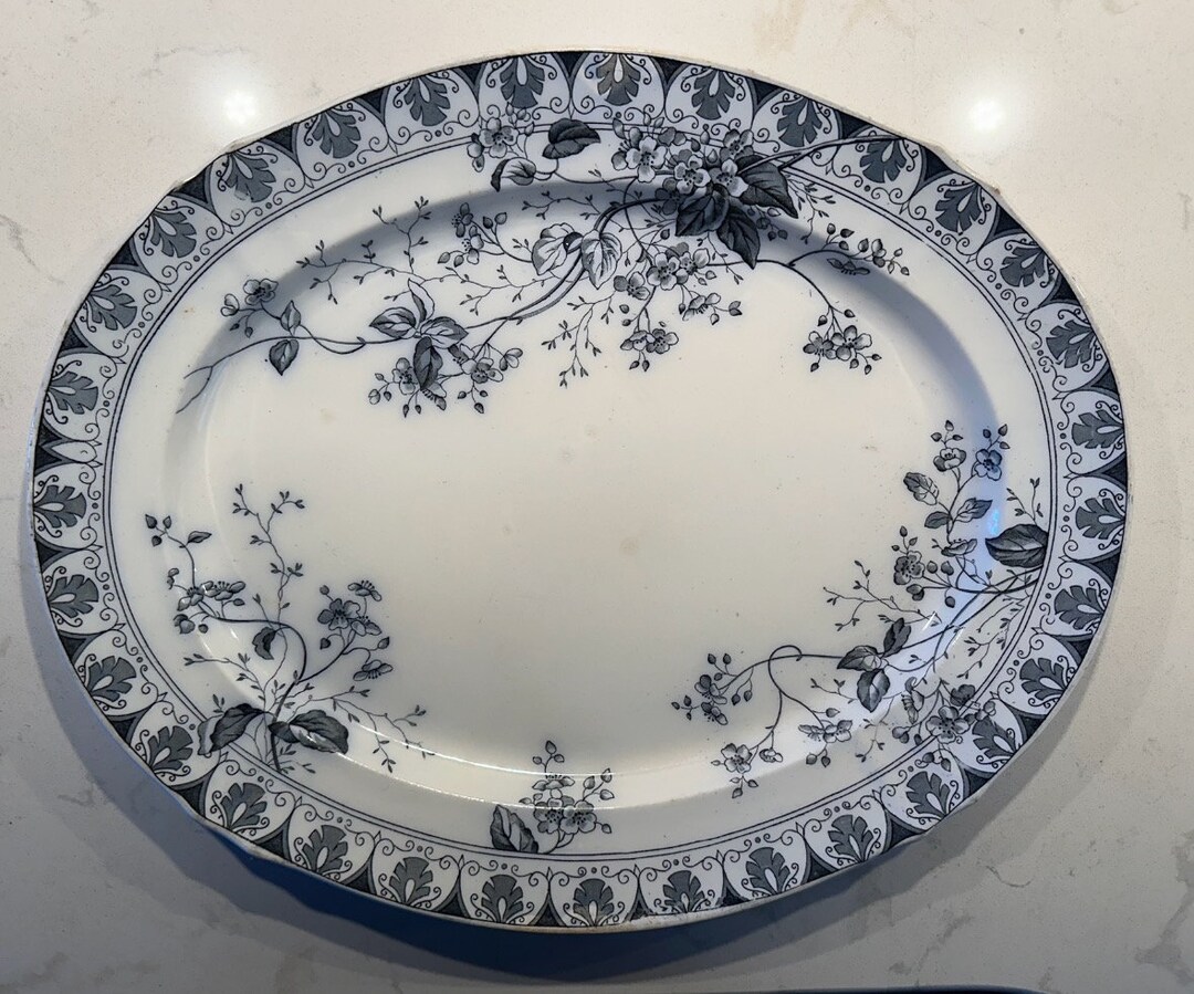 Antique Lg 17in Flow Dark Blue Parisian Granite Platter “rosaline ...
