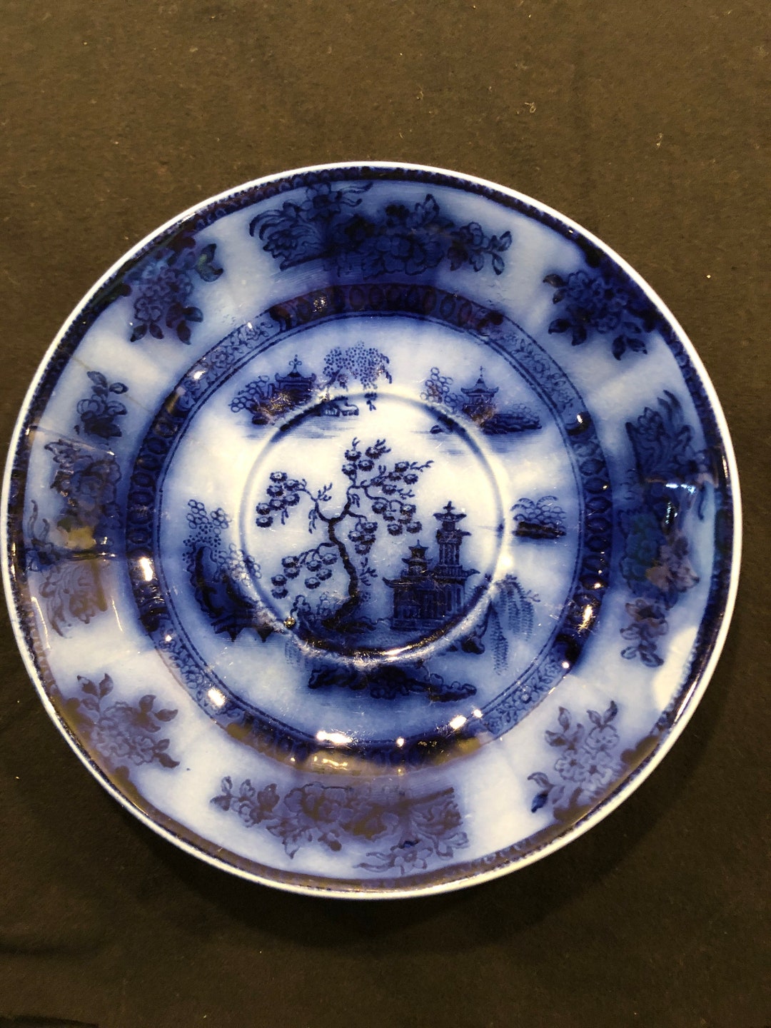 Pretty Antique Flow Blue 6in Saucer chapoo by John Wedgewood - Etsy