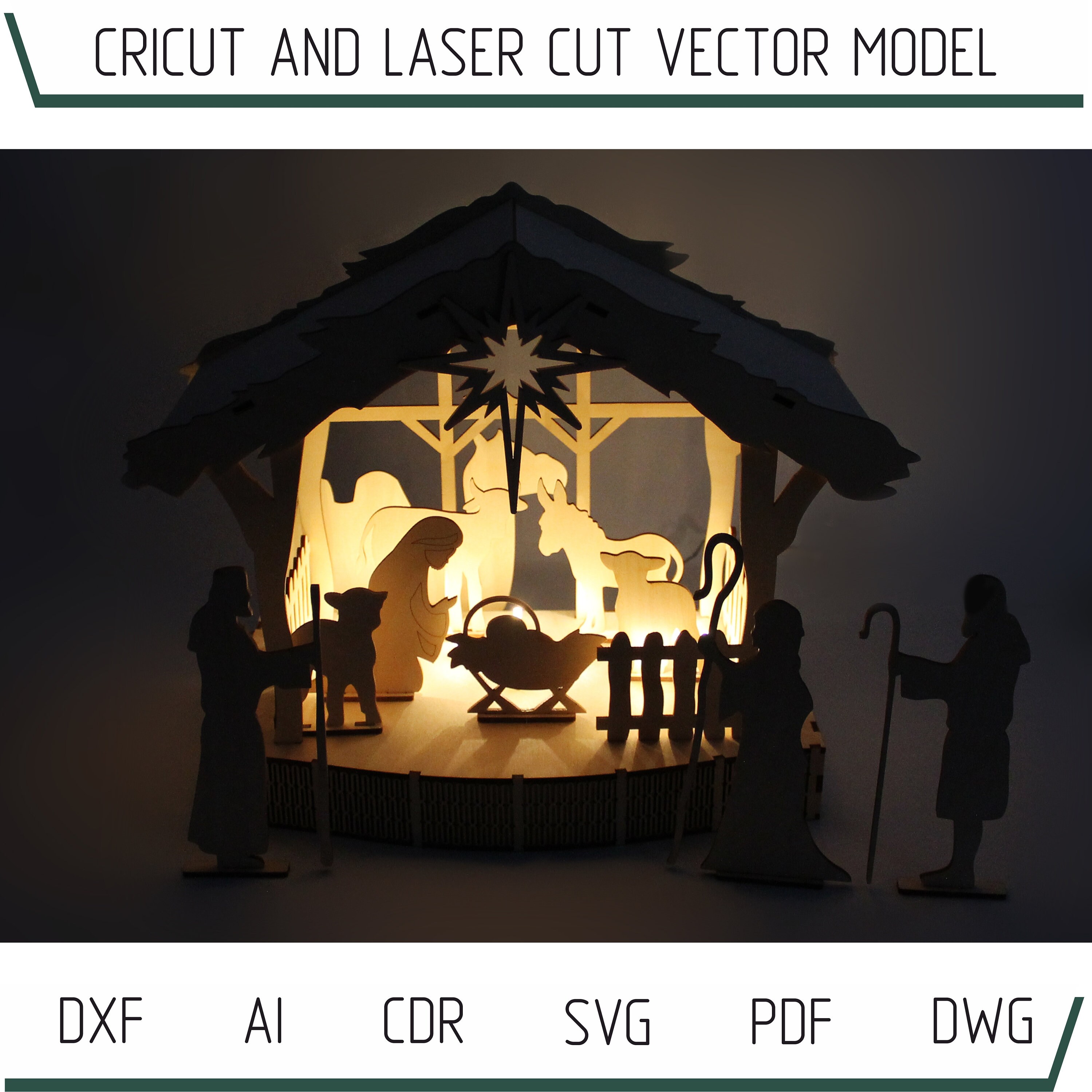DXF SVG file for laser Christmas Nativity Scene Baby Jesus | Etsy