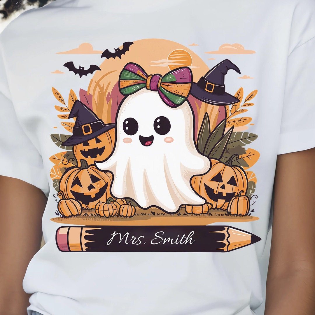 Teacher Pencil Png, Teacher Halloween Png, Ghost Teacher Pumpkin ...