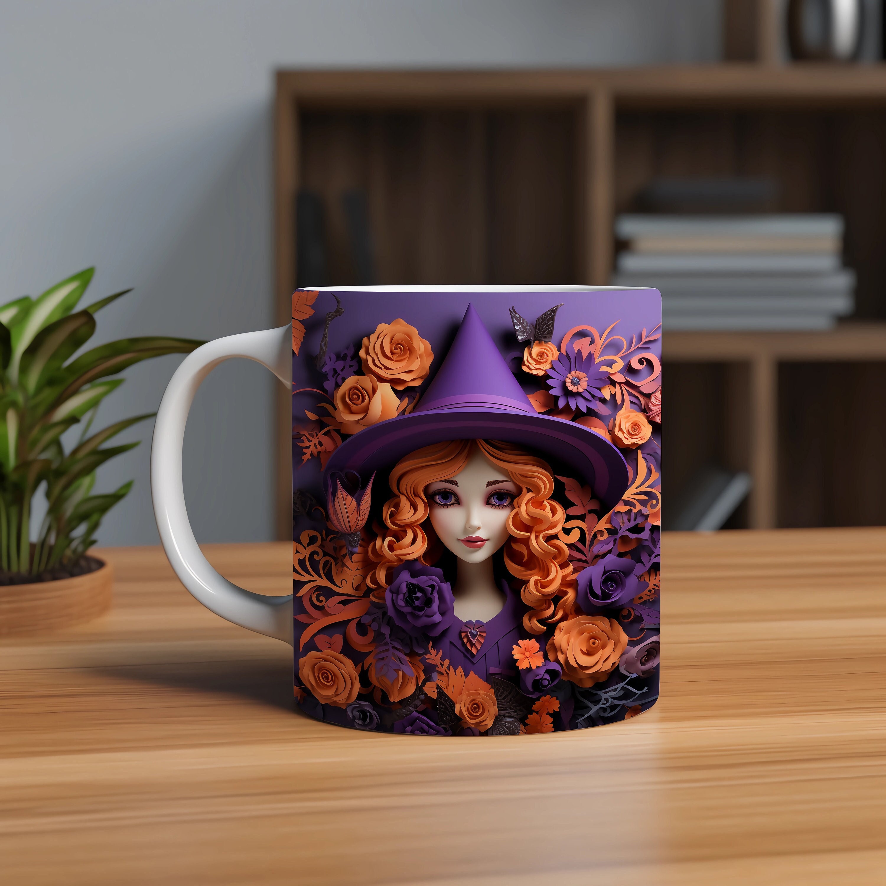 3D Witch Mug Wrap PNG Halloween Witch Halloween Mug Wrap Mug Design, 3D ...