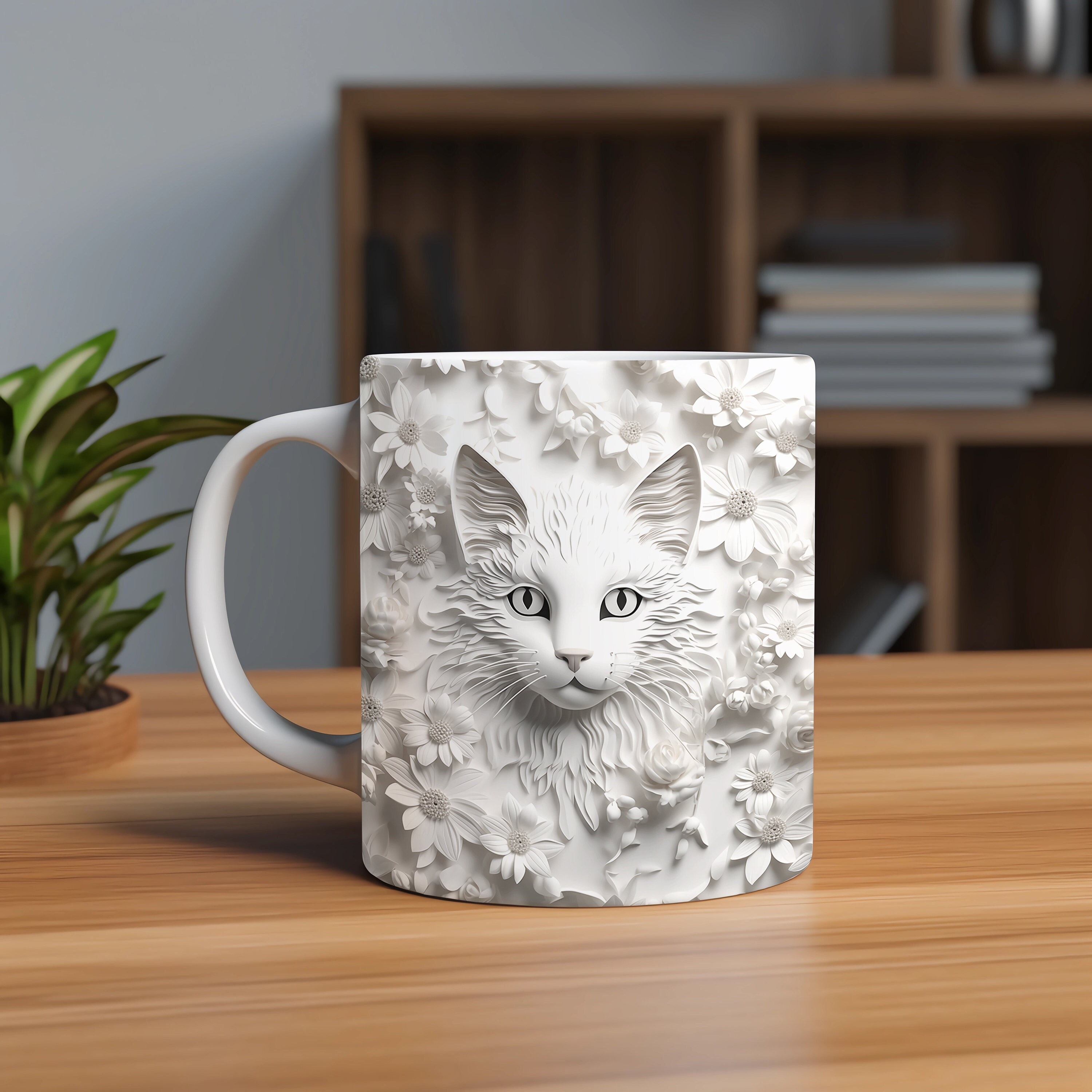 3D White Cat Mug 3d Mug Design 3D Mural Cat Mug Design 3D - Etsy