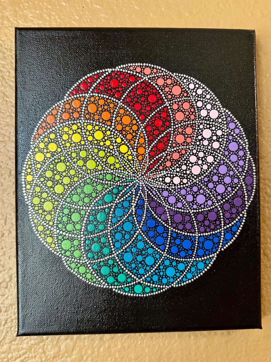 Dot Art Gradient Rainbow Color Wheel Design - Canvas Wall Art - Hand ...