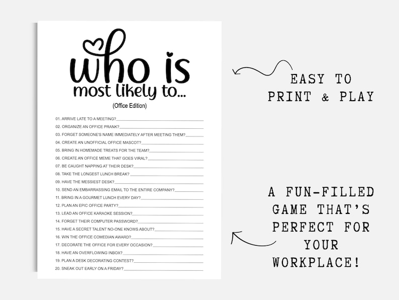 Office Most Likely to . Workplace Most Likely to Game - Etsy