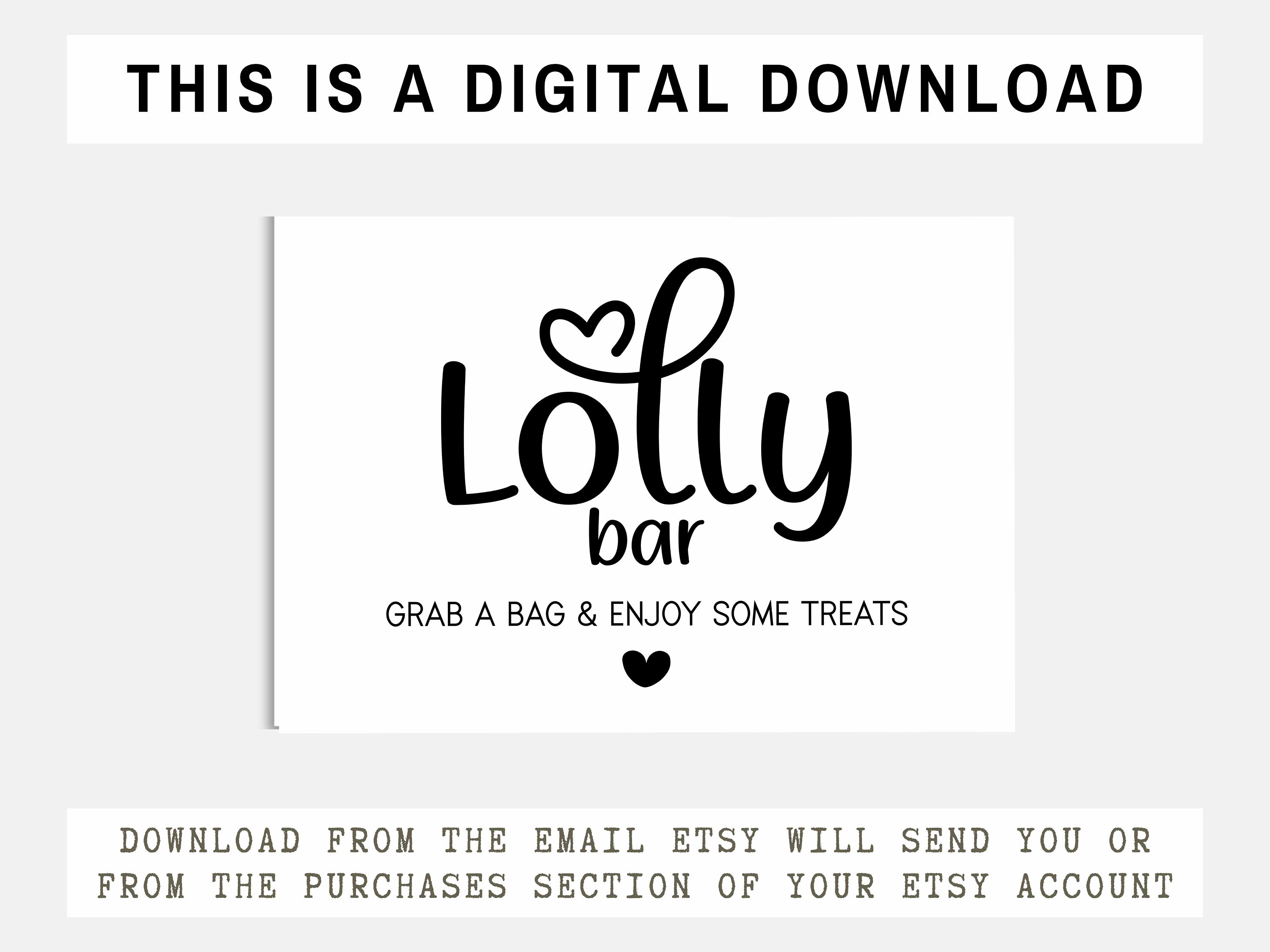 Lolly Bar Sign . Minimalist Printables - Etsy