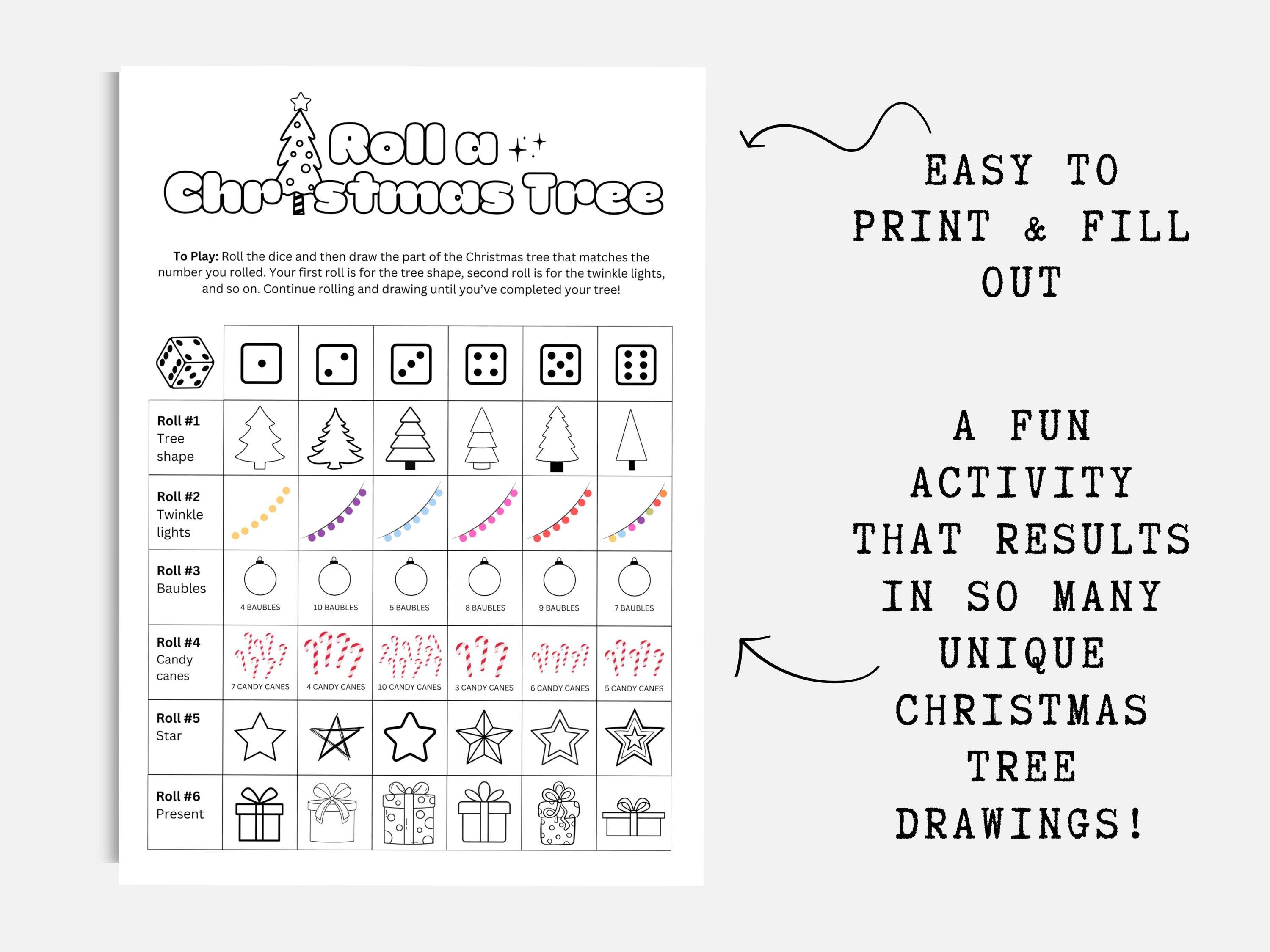 Christmas Dice Game . Roll a Christmas Tree . Christmas Party Game ...