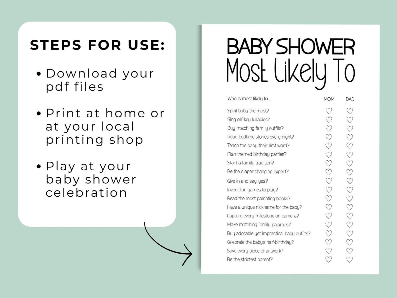 Baby Shower Most Likely To, Baby Shower Activity, Baby Shower Trivia ...