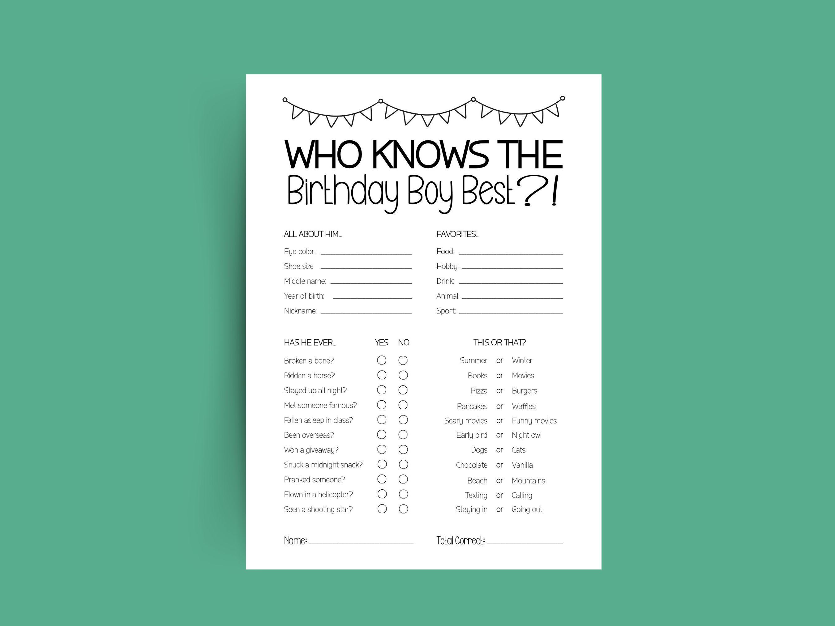 Who Knows the Birthday Boy Best, Who Knows Me Best, How Well Do You ...