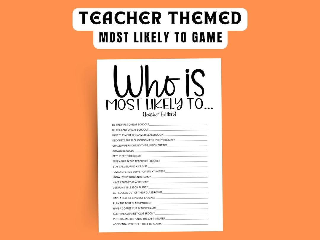 Teacher Team Building Games . Most Likely To - Etsy