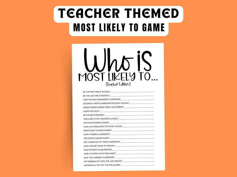 Teacher Team Building Games . Most Likely To - Etsy