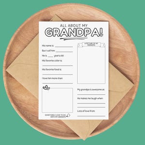 All About My . All About My Grandpa . Grandparents Day Card - Etsy