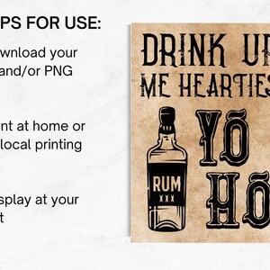 Drink up Me Hearties Sign Pirate Party Decorations - Etsy