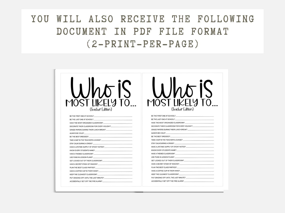 Teacher Team Building Games . Most Likely To - Etsy