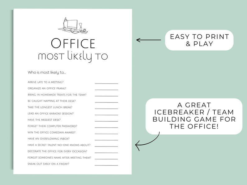 Office Most Likely To, Workplace Most Likely to Game, Team Building ...
