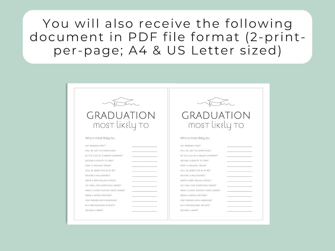 Graduation Games, Graduation Most Likely To, Grad Party Quiz Game ...
