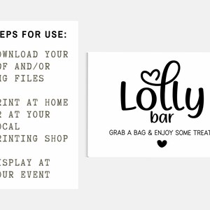 Lolly Bar Sign . Minimalist Printables - Etsy