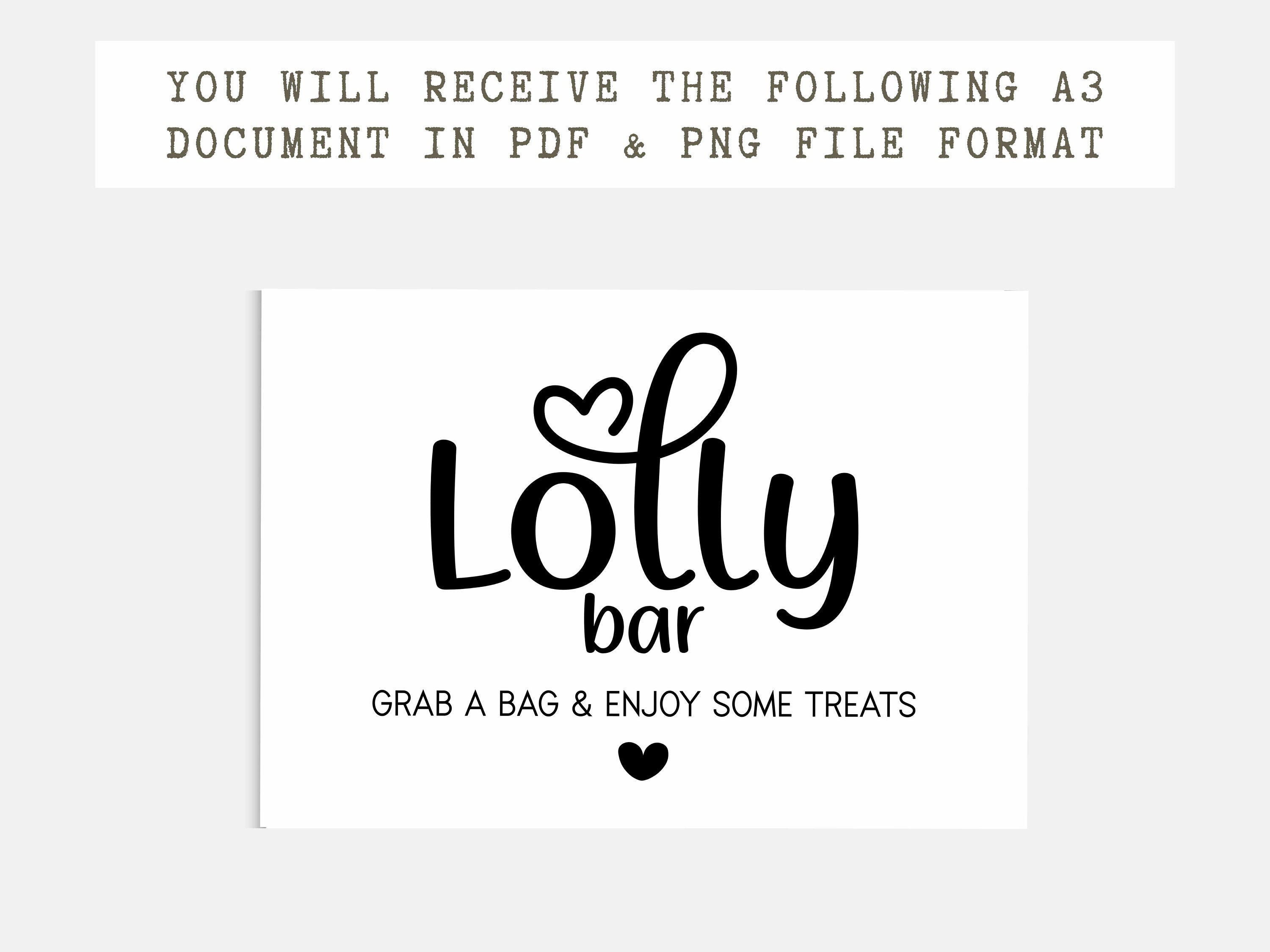 Lolly Bar Sign . Minimalist Printables - Etsy Australia