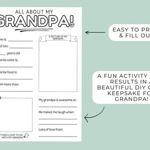 All About My . All About My Grandpa . Grandparents Day Card - Etsy