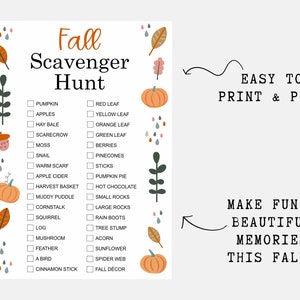 Fall Scavenger Hunt . Fall Printables - Etsy