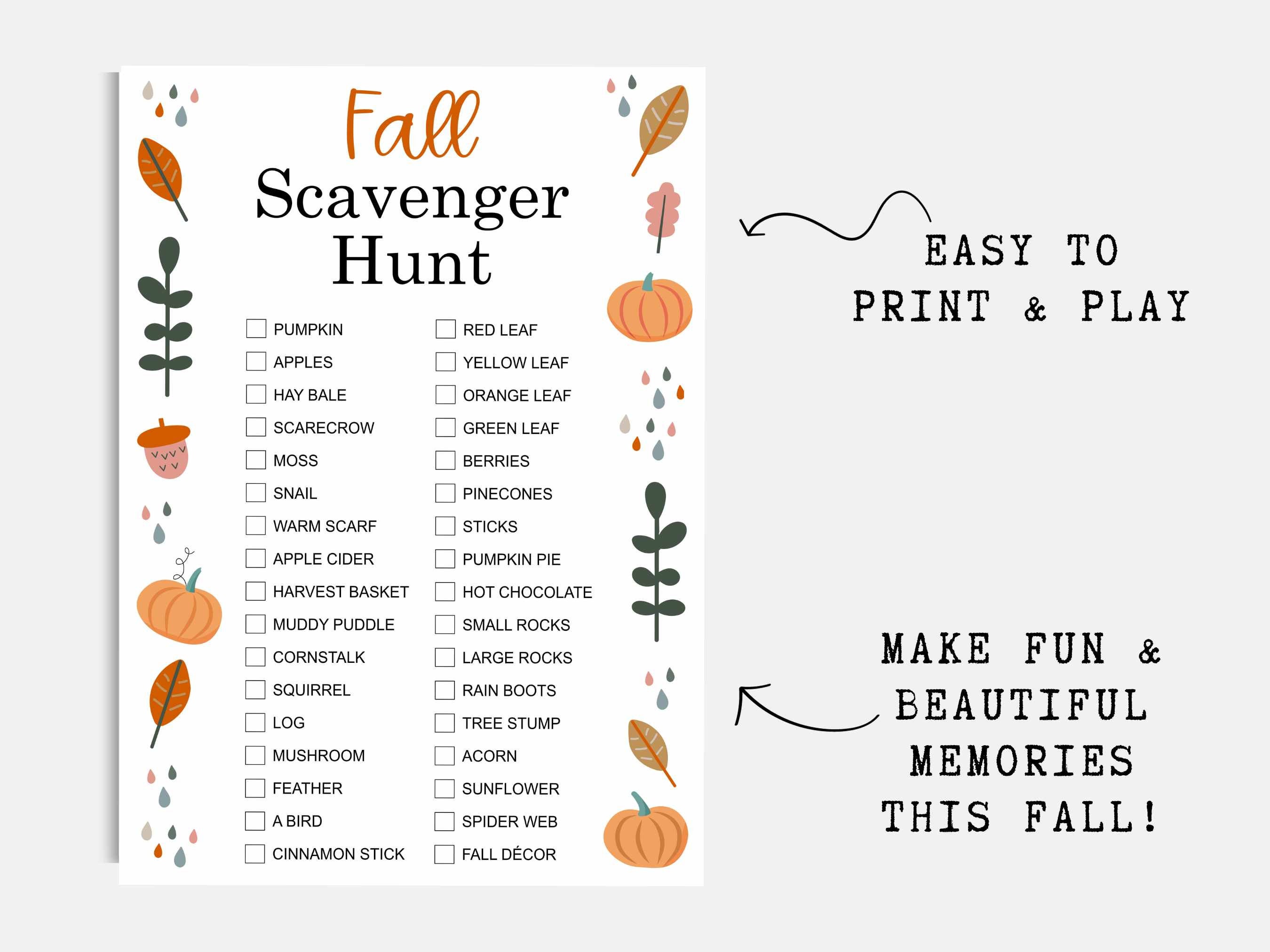 Fall Scavenger Hunt . Fall Printables - Etsy