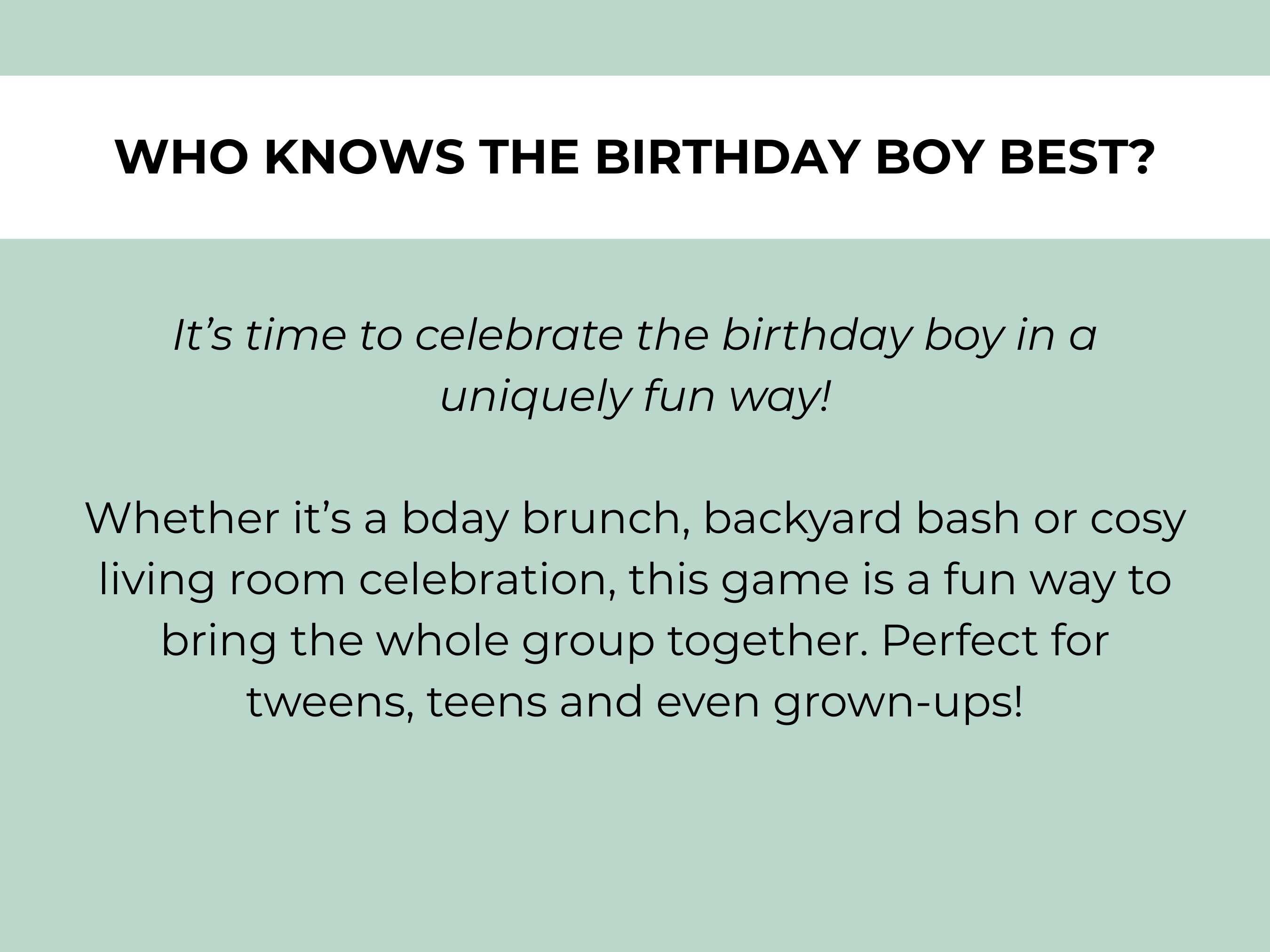 Who Knows the Birthday Boy Best, Who Knows Me Best, How Well Do You ...