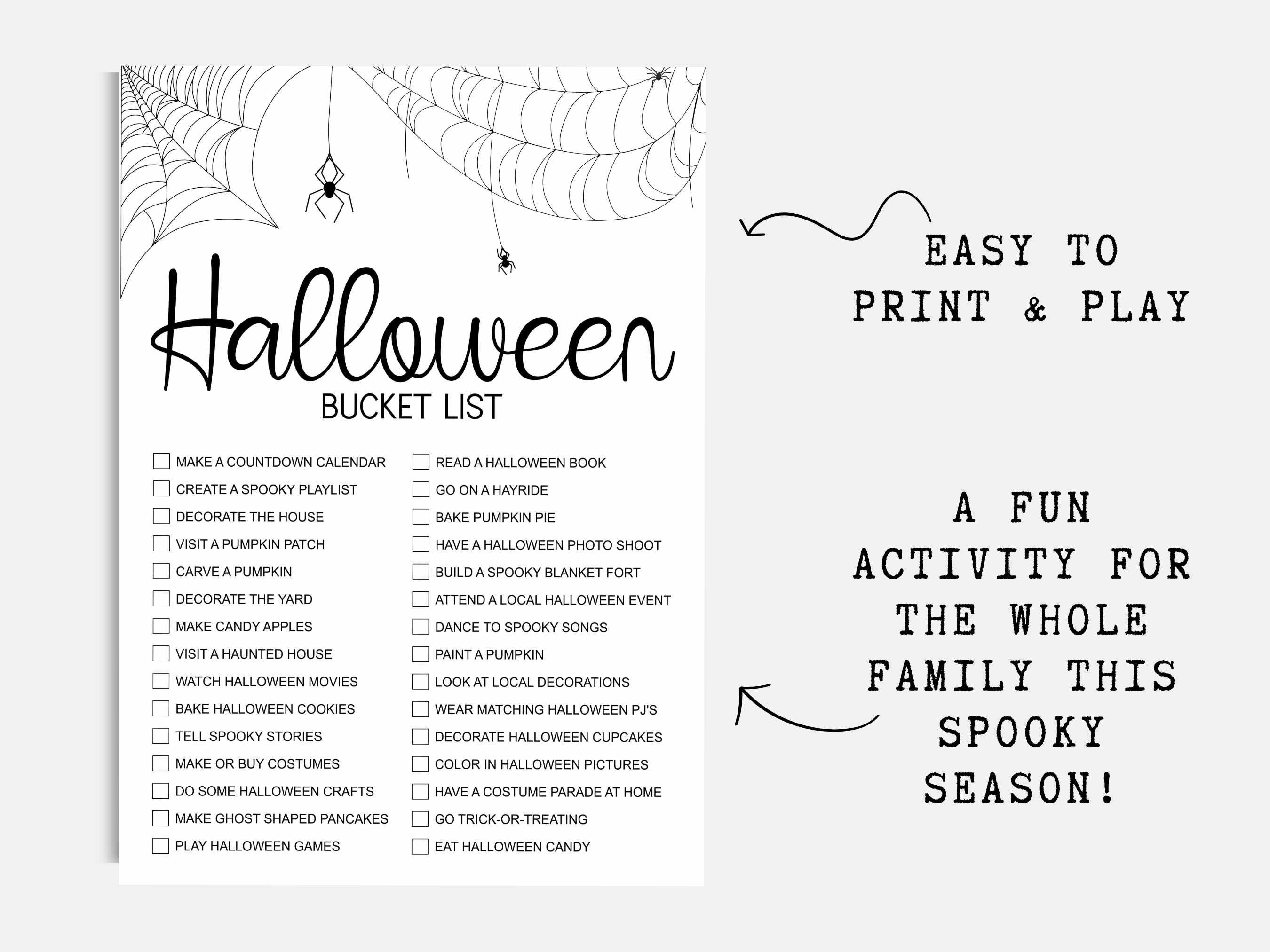 Printable Halloween Bucket List . Halloween to Do List - Etsy