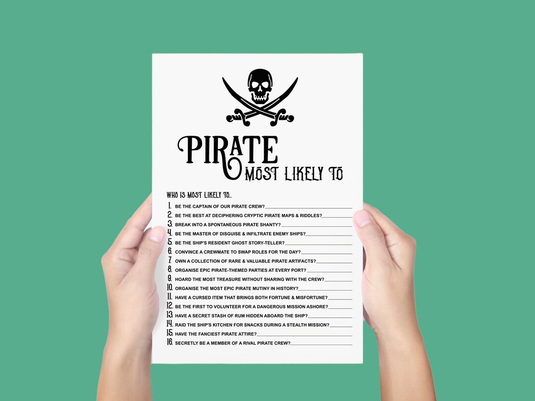 Pirate Party Games, Pirate Most Likely To, Pirate Trivia, Pirate Themed ...
